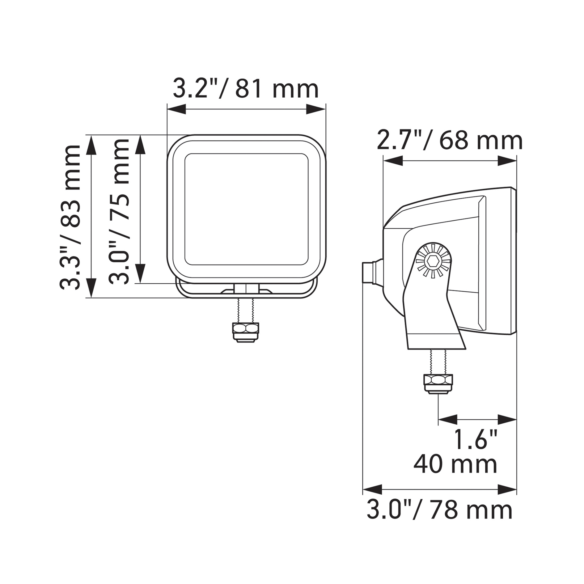 Foco HELLA Black Magic Cube 3.2" Flood LED